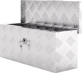 HOMCOM Úložný Box - Hliníková Toolbox - Hliníkový Box na Nářadí s Klíčovým Zámkem 50L x 15,5Š x 20,5V cm - Stříbrný | Aosom