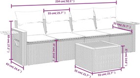5dílná zahradní sedací souprava s poduškami béžová polyratan 3259021