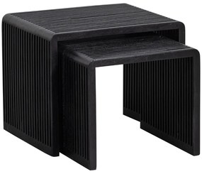 Hoorns Set dvou černých dřevěných odkládacích stolků Alli 50x43,5/40x38 cm