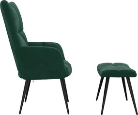Relaxační křeslo se stoličkou tmavě zelené samet 328086