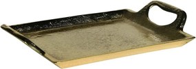 Zlatý kovový servírovací podnos s uchy Tray Raw M - 25*13*5cm