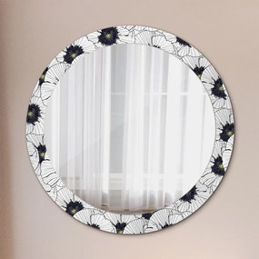 Kulaté dekorativní zrcadlo Složení lineárních květů fi 80 cm