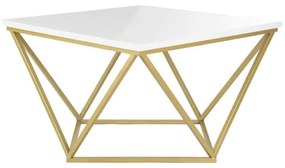 HowHomely | Konferenční stolek CURVED 62x62 cm mosaz/bílá | DD0368
