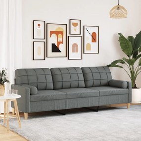 3místná pohovka s polštáři tmavě šedá 210 cm textil 3278202