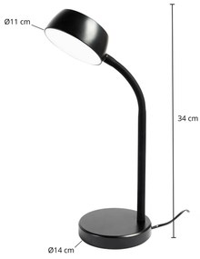 Stolní lampa Lindby Tijan LED, černá, ohebné rameno