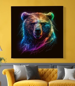 FeelHappy Obraz na plátně - Barevný medvěd s blesky, hlava Velikost obrazu: 100 x 100 cm