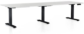 Výškově nastavitelný stůl OfficeTech Long, 260 x 80 cm, černá podnož, bílá