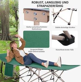 Skládací kempovací postel Outsunny s taškou 190 x 68 x 52 cm pro kempování do 150 kg, postel pro hosty, skládací postel pro vnitřní a venkovní použit…