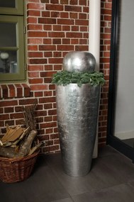 Květináč CITY, sklolaminát, výška 100 cm, stříbrný lesk