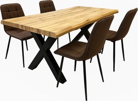 Vikio Jídelní set pro 4 osoby 140x90 cm dub-hnědá samet VJS214-4H-S