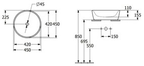Villeroy & Boch 5A254501 - Umyvadlo na desku ARCHITECTURA pr.45 cm keramika/bílá