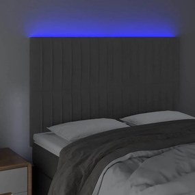 Čelo postele s LED tmavě šedé 144x5x118/128 cm samet 3122711