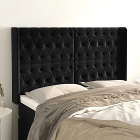 Čelo postele typu ušák černé 163x16x118/128 cm samet 3119972