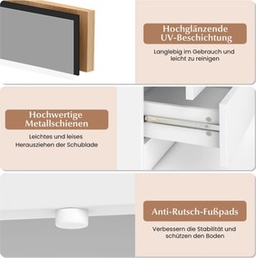 Costway Noční stolek s LED světly noční komoda s 2 zásuvkami