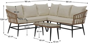 Zahradní ratanový set, béžová/přírodní/černá, ARALY