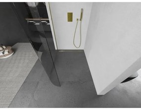 Mexen Kioto L, sprchová zástěna Walk-In 100 x 200 cm, 8mm čiré sklo, zlatý lesklý profil, 800-100-103-50-06