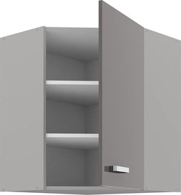 GREY gr | horní kuchyňská skříňka 60x60 GN-72 1F (45°) rohová s policemi | 60x60 cm | světle šedá/tmavě šedá lesk
