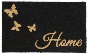 Černá kokosová rohožka s motýlky Home - 75*45*1 cm