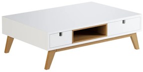 ARBYD Bílý konferenční stolek Thia s dubovou podnoží 90 x 60 cm