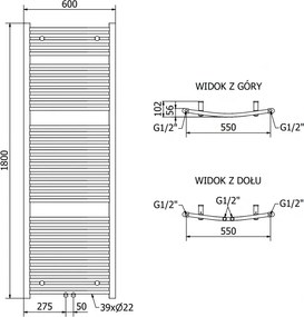 Mexen Ares, elektrické topné těleso 1800 x 600 mm, 900 W, černá, W102-1800-600-2900-70