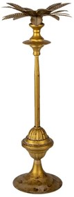 Kovový zlatý svícen s patinou a listy Constantijn – 22x54 cm