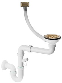 Sink Quality Sink55, kuchyňský granitový dřez 680x460x215 mm + zlatý sifon, grafitová, SKQ-SINK.G.1KDO.XG
