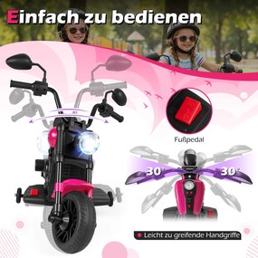 Costway 6 V dětský motocyklový chopper motorka s hudebním světlometem nožním