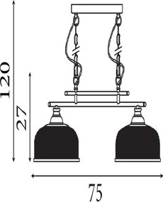 Searchlight 3592-2BK Dvojité závěsné svítidlo BISTRO černé mat, čiré sklo