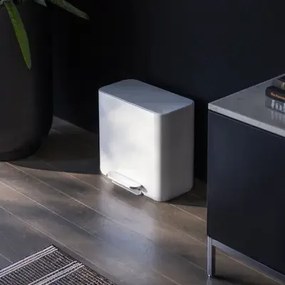 Simplehuman DUAL MINI bílá ocel / Pedálový odpadkový koš na tříděný od