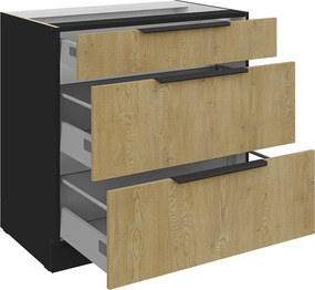 CREMONA cc | dolní skříňka 80 D 3S zásuvková | 80 cm | PREMIUM BOX | černá/cremona