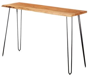 Gift Decor Postranní stolek Live Edge 120 x 35 x 77 cm - Kaštanová Černý Akátové dřevo