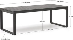 Kovový zahradní jídelní stůl 100.5x220 cm Galdana – Kave Home