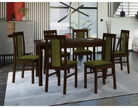 Rozkládací stůl se 6 židlemi - AL34, Barva dřeva: ořech, Potah: Zetta 297