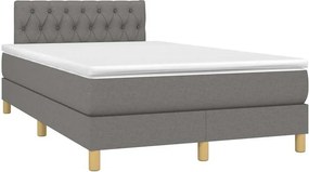 Box spring postel s matrací a LED tmavě šedá 120x200 cm textil 3133942