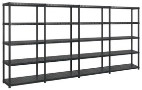 Úložný regál 5patrový černý 366 x 45,7 x 185 cm plast 3059862