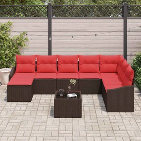 Set pohovek 9 ks Hnědá polyratan 3346854