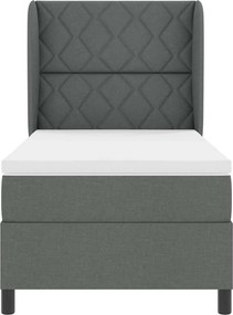 Postel s boxspringem s čelo Tmavě šedá 100 x 200 cm textil 3340614