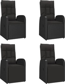 5dílný zahradní jídelní set s poduškami černý polyratan 3157599