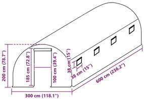 vidaXL Marketos Náhradní plachta na skleník (18 m²) 300 x 600 x 200 cm zelená