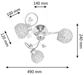 Přisazený lustr SOPHIA 3xE27/15W/230V lesklý chrom/čirá