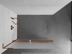 Mexen Kioto+ L, sprchová zástěna Walk-In s poličkou a věšákem 110 x 200 cm, 8mm sklo námraza, růžové zlato profil, 800-110-123-60-30