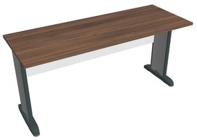 Stůl pracovní rovný 160 cm hl. 60 cm - Hobis Cross CE 1600 Dekor stolové desky: ořech, Dekor lamino podnože: bílá, Barva nohou: černá
