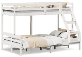 Patrová postel 80 x 200/120 x 200 cm bílá masivní borové dřevo