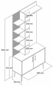 Vešák s botníkem a policemi Viyana Walnut and Anthracite