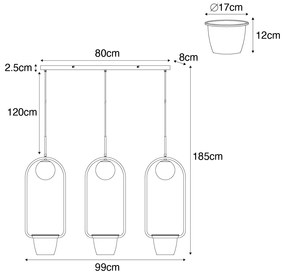 Art Deco závěsné svítidlo zlaté s bílým sklem 3-světlo - Isabella
