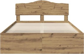 Rám postele Umělecký dub 150 x 200 cm Masivní borové dřevo 3412888