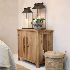 Přírodní dřevěná komoda se 2 dvířky Chennia - 80*43*72 cm