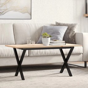 Konferenční stolek s X rámem 100x50x45 cm borové dřevo a ocel 3282688