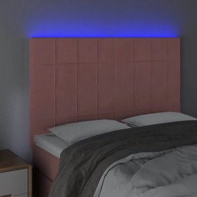 Čelo postele s LED růžové 144x5x118/128 cm samet 3122477