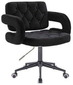 LuxuryForm DESIGN Otočná židle ADRIA VELUR na černé podstavě s kolečky - černá